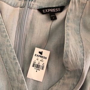 Express | Dresses | Nwt Express Chambray V Neck Mini Dress 4 | Poshmark